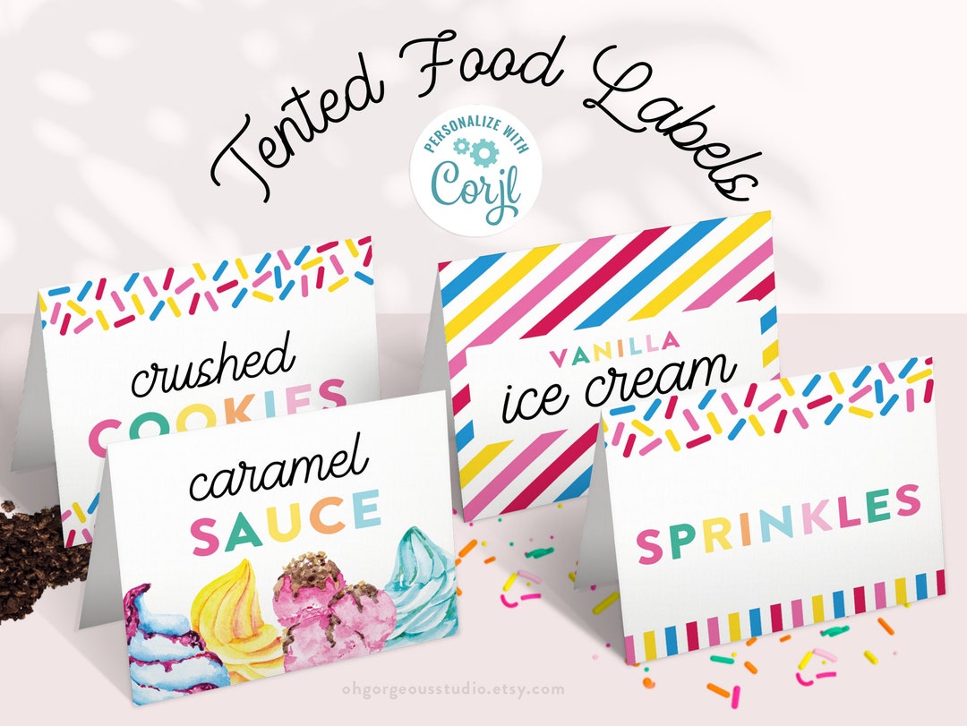 Ice Cream Party Food Cards: Editable Buffet Labels (corjl) - Etsy