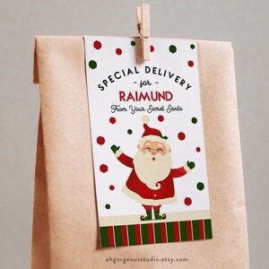 Editable Secret Santa Gift Tags: Printable Christmas Favor Tags ...