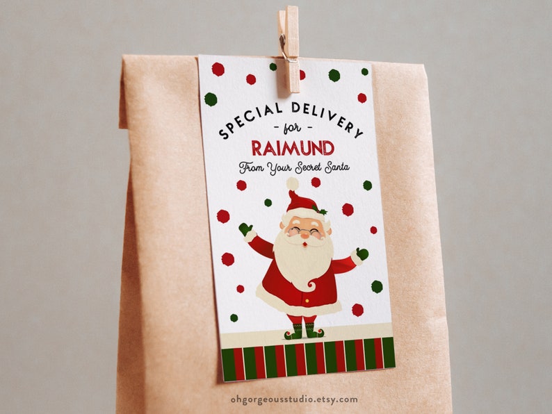 Editable Secret Santa Gift Tags: Printable Christmas Favor Tags ...