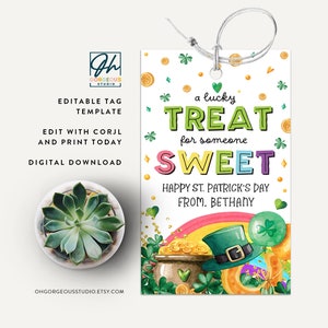 Printable St. Patrick's Day Treat Tag: Editable Favor Label (PDF) - Etsy