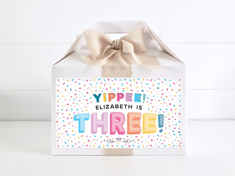 Party Gable Box for Yippee I'm Three Birthday Party, Edit in Corjl ...