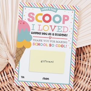 Ice Cream Gift Card Holder: End of Year Student Gift (digital Download ...