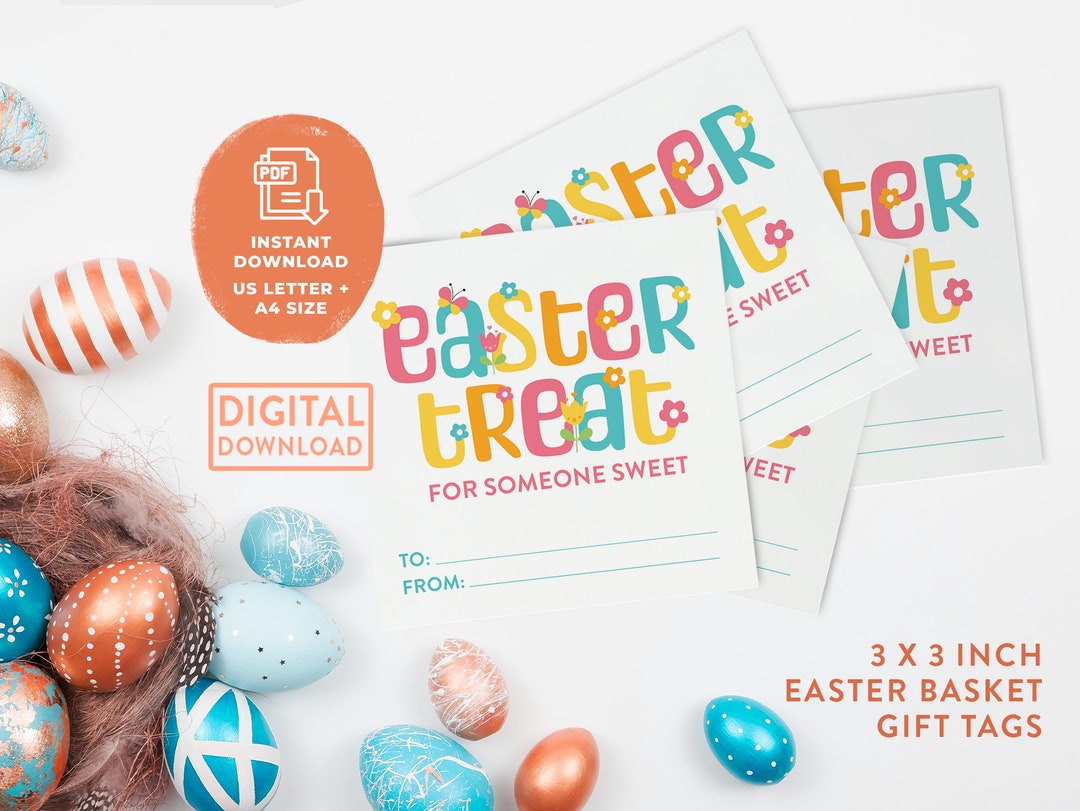 Printable Easter Basket Tag | Easter Treats Gift Tag, Easter Chocolates ...