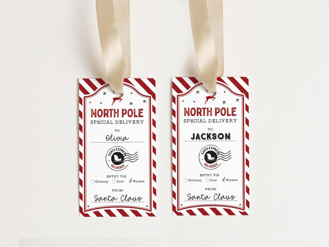 Printable North Pole Special Delivery Tag: Editable Santa Gift Tags ...