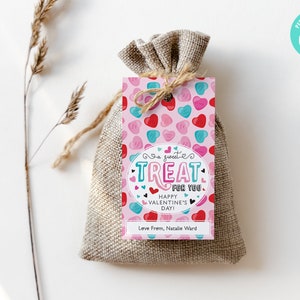 Printable Valentine's Sweet Treat Gift Tag | Pink Heart Valentine ...
