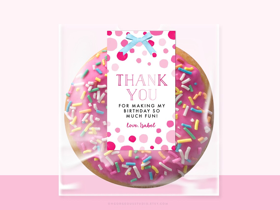 Pink Thank You Tags Birthday Party Printable Pink Ombre - Etsy