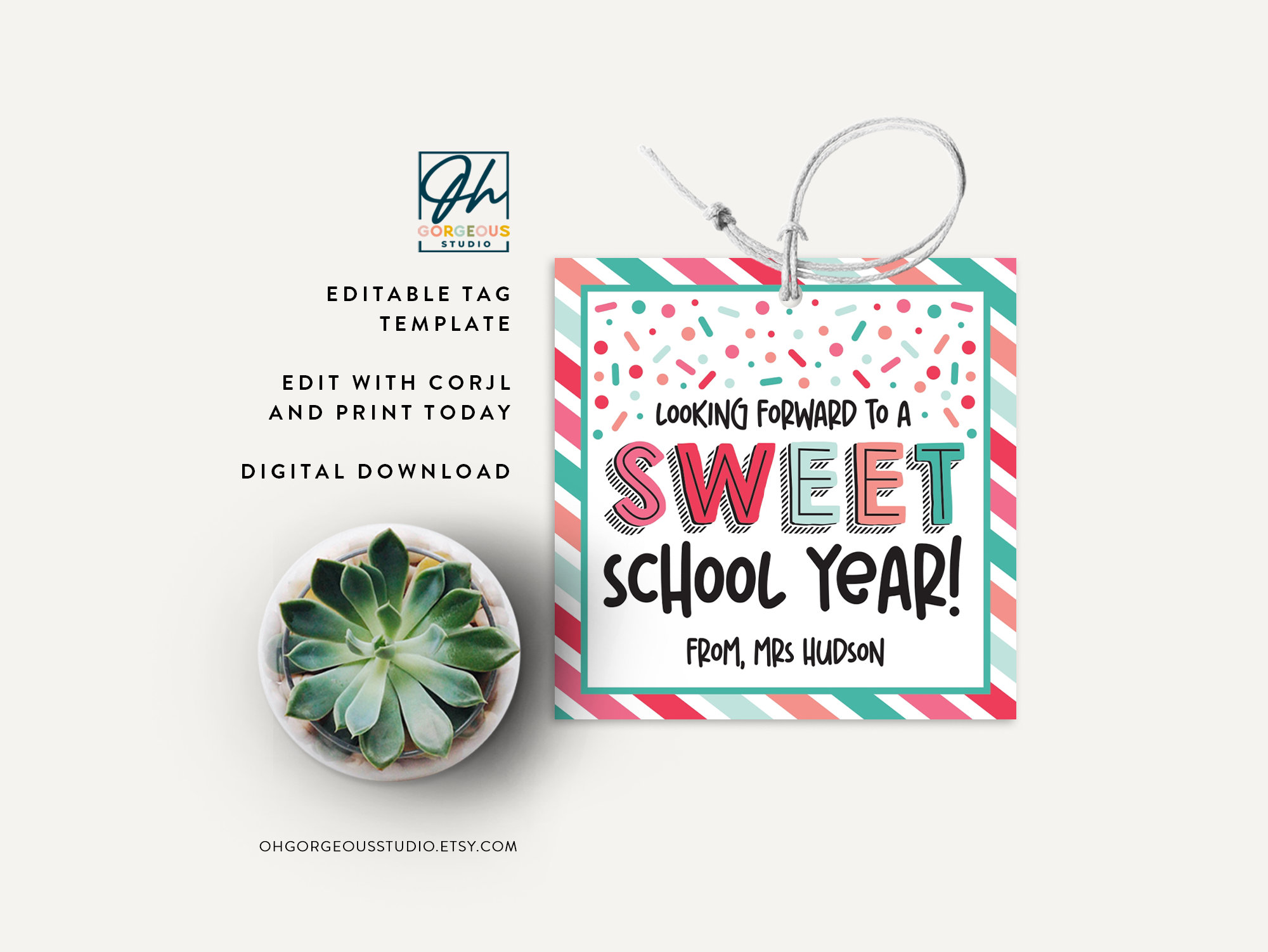 Printable Back to School Tag: Sweet School Year, Editable Template (PDF ...
