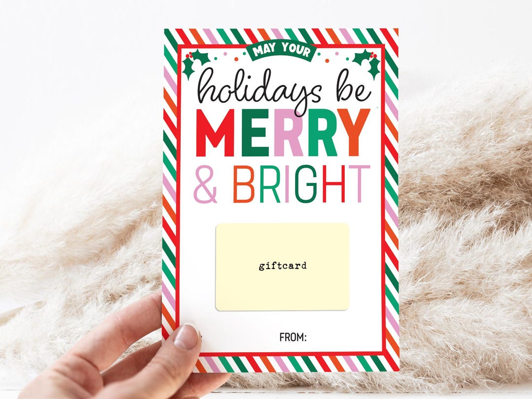Happy Holidays Printable Gift Card Holder, Christmas Gift Card Holder ...