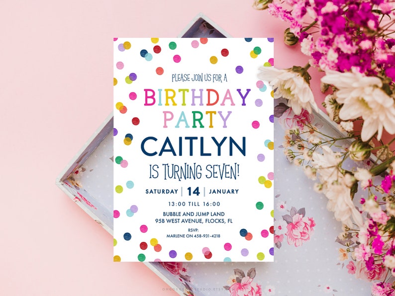 Confetti Birthday Party Invitation: Editable Template (digital) - Etsy