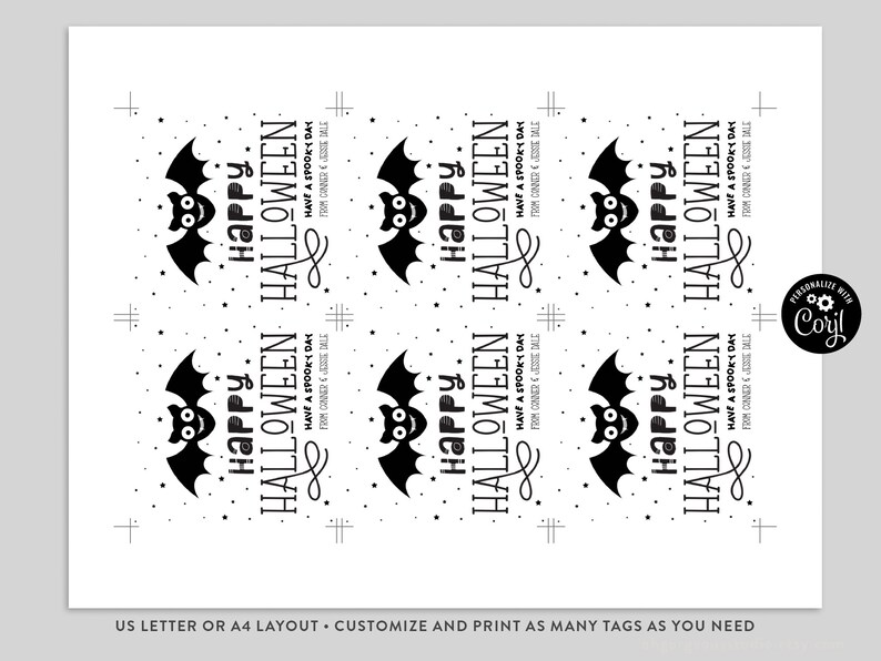 Editable Halloween Gift Tag | Printable Party Favor (3x3") - Etsy