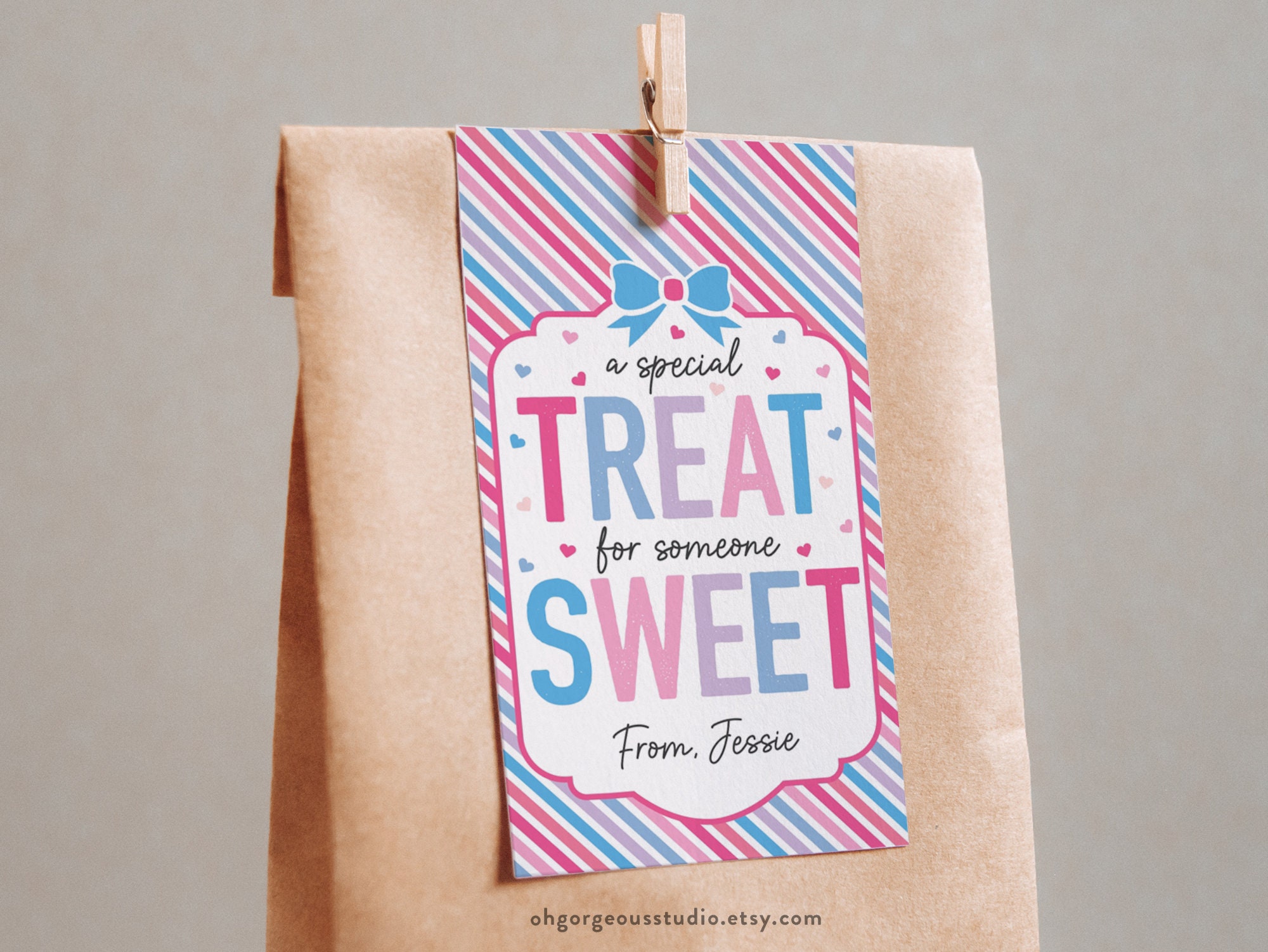Valentine's Day Treat Tag: Editable Favor Tags (digital Download) - Etsy