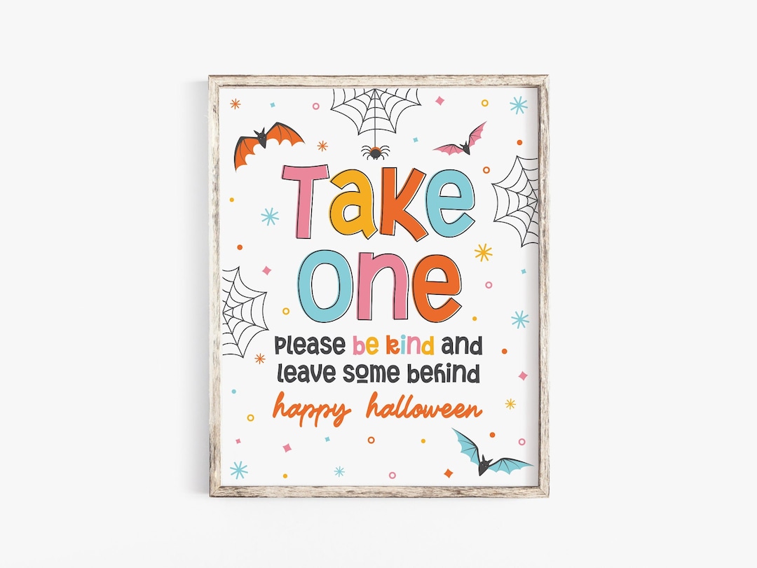 Take One Candy Halloween Printable | Trick or Treat 8x10 Sign, Instant ...