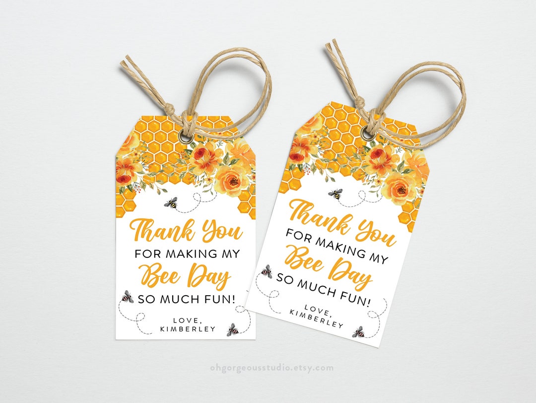Honey Bee Party Favor Gift Tag | Sweet Honey Bee Hang Tag, Editable ...