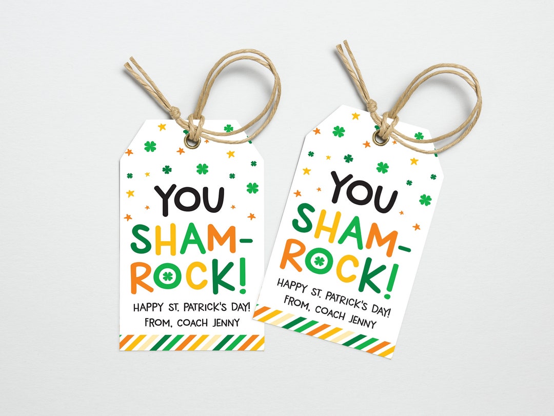 Editable St Patrick's Day Gift Tag: You Sham-rock (PDF) - Etsy
