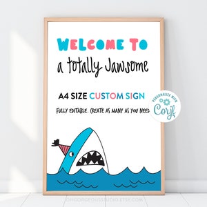 Shark Birthday Sign | Custom Sign With Shark, Totally Jawsome Pool ...