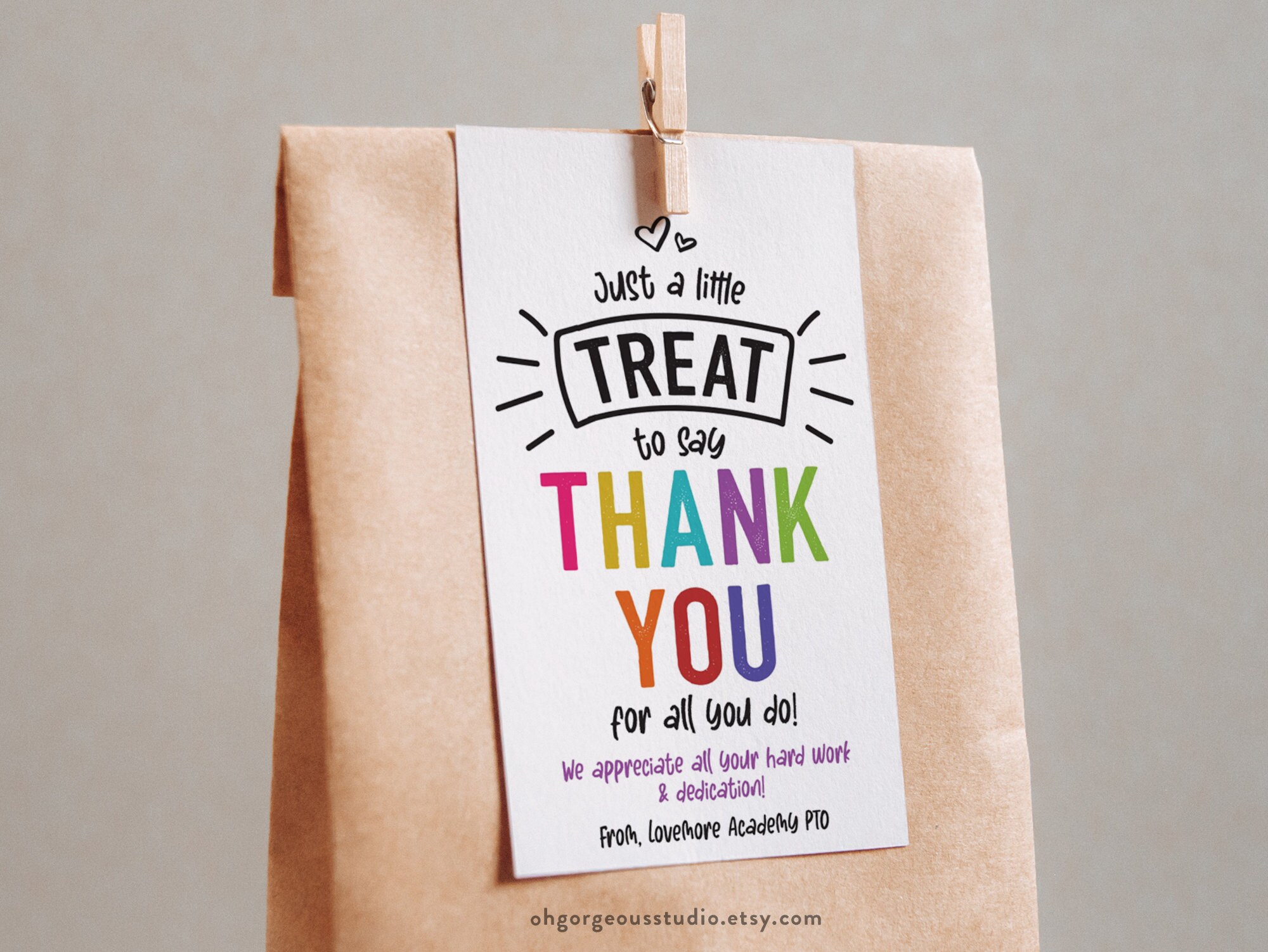 Printable Thank You Gift Tag: Employee, Teacher Appreciation (editable ...