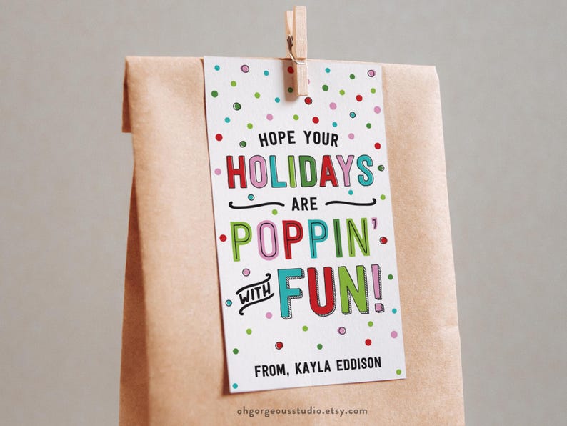 Poppin' Holidays Gift Tag: Printable Christmas Tag (editable, PDF) - Etsy