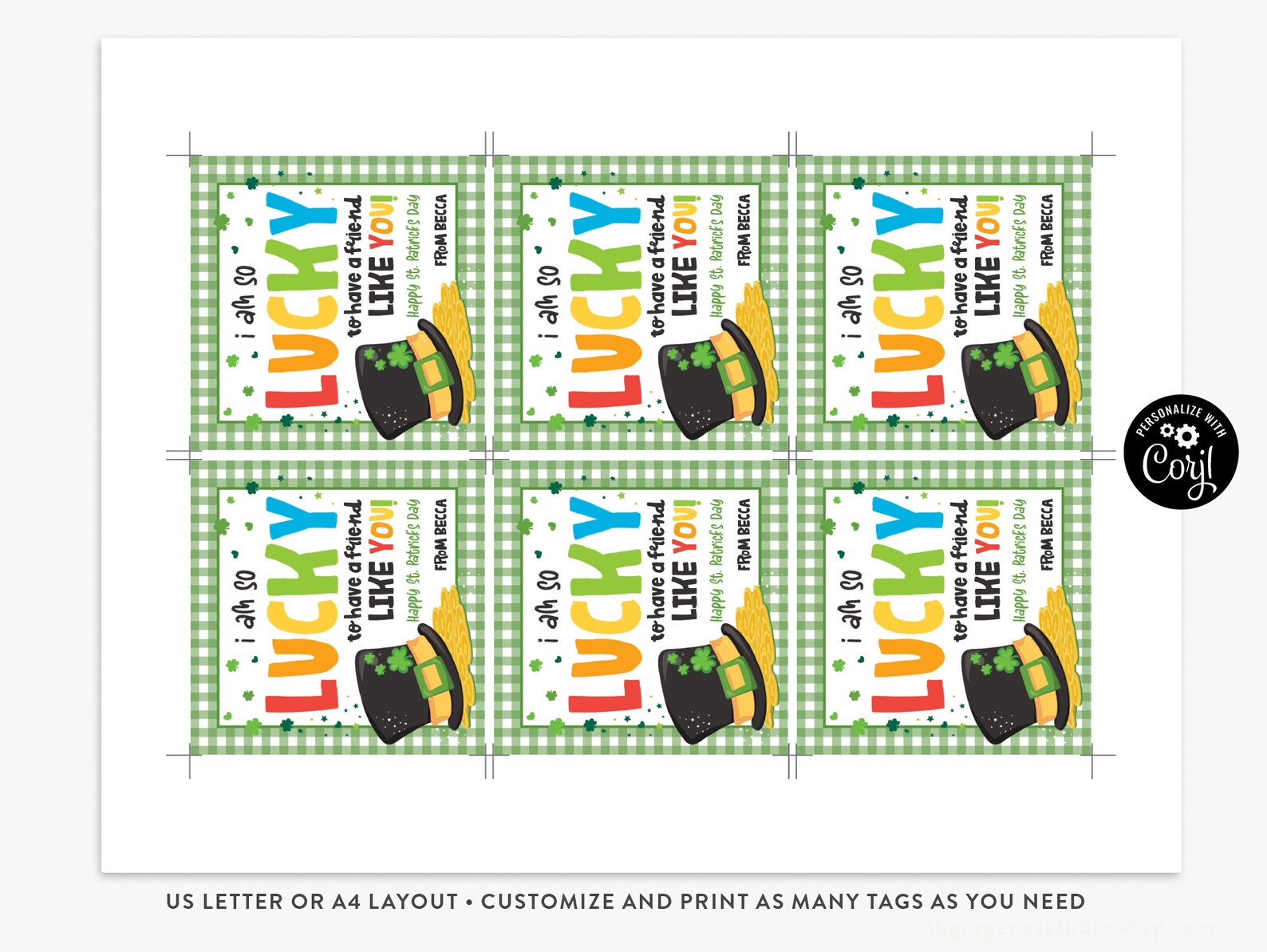 Editable St. Patrick's Day Gift Tag Happy St. Patrick's Day Tag, St ...