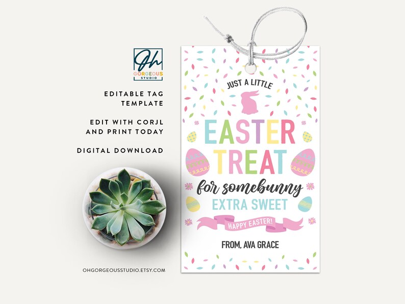 Personalized Easter Treat Tag Printable (corjl Editable, PDF) - Etsy