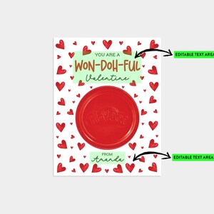 Printable Valentine Play Dough Card: Editable Template (digital ...