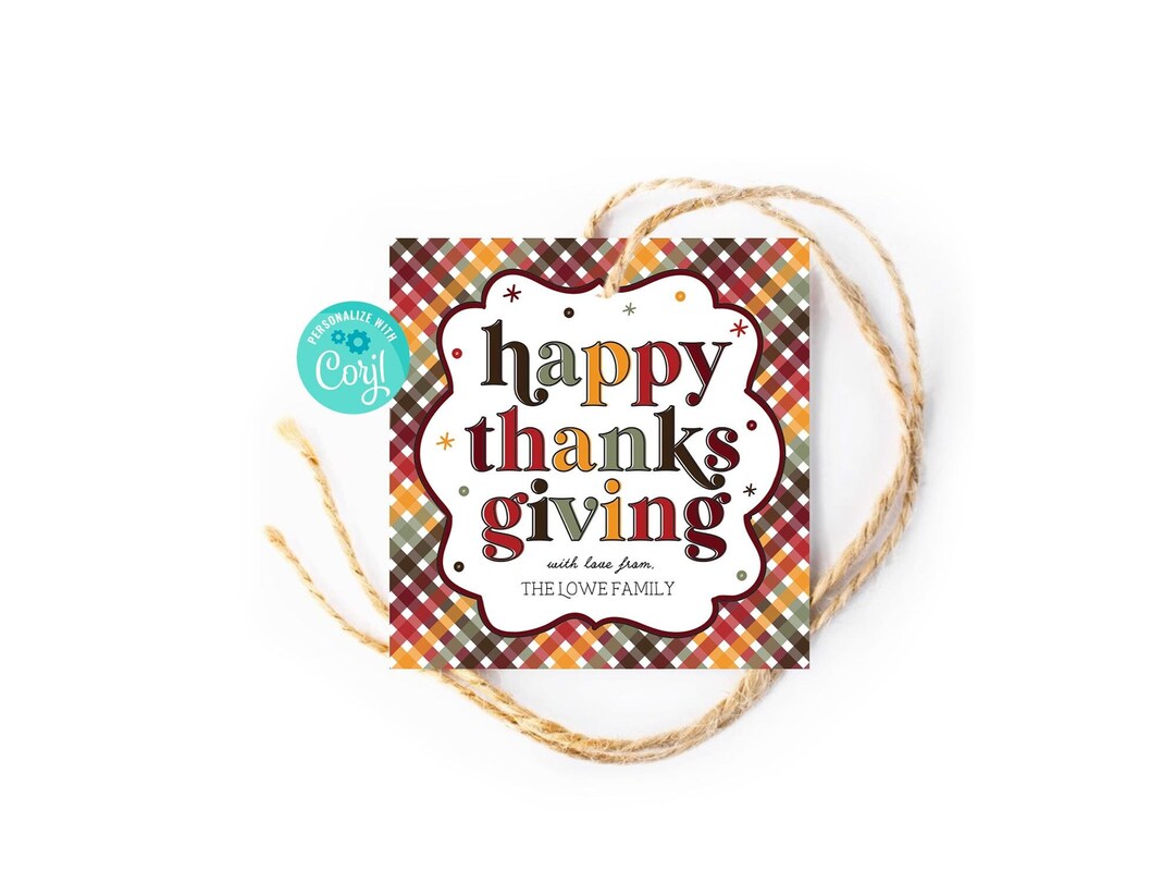 Printable Happy Thanksgiving Gift Tag Template, Editable Gift Tag for ...