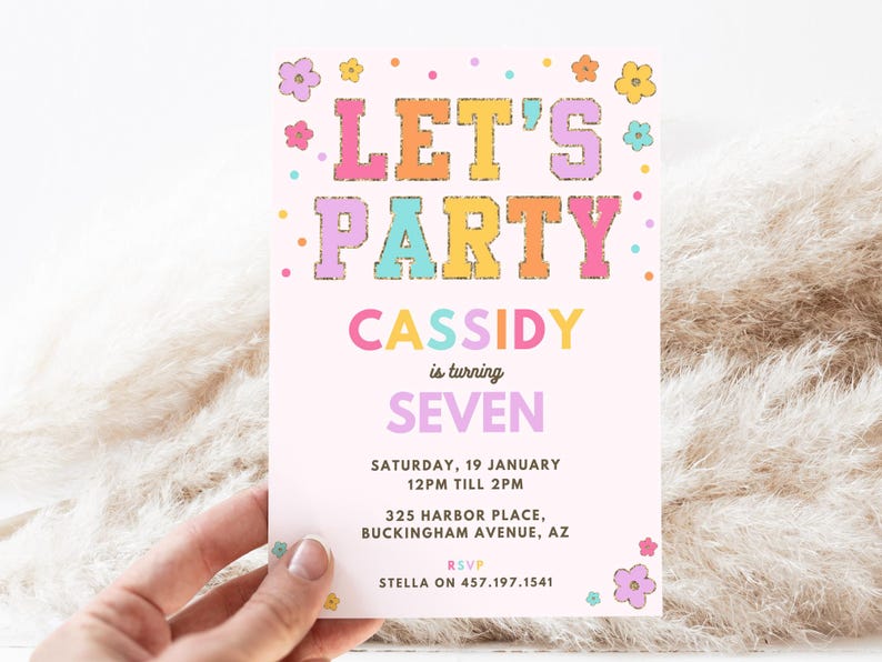Editable Preppy Let's Party Birthday Invitation (5x7 Canva) - Etsy