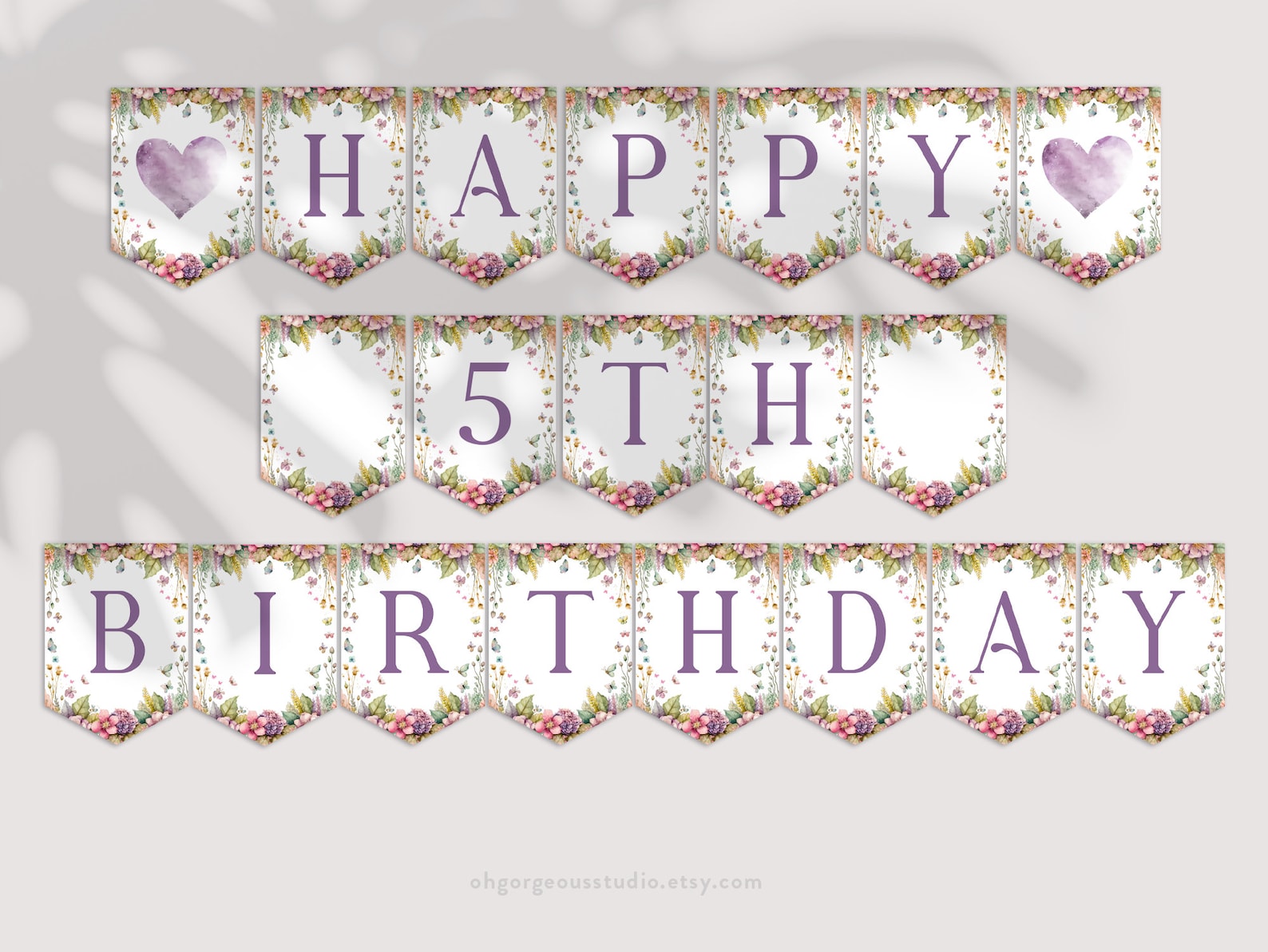 Fairy Themed Printable Birthday Banner DIY Banner Prints, Instant ...