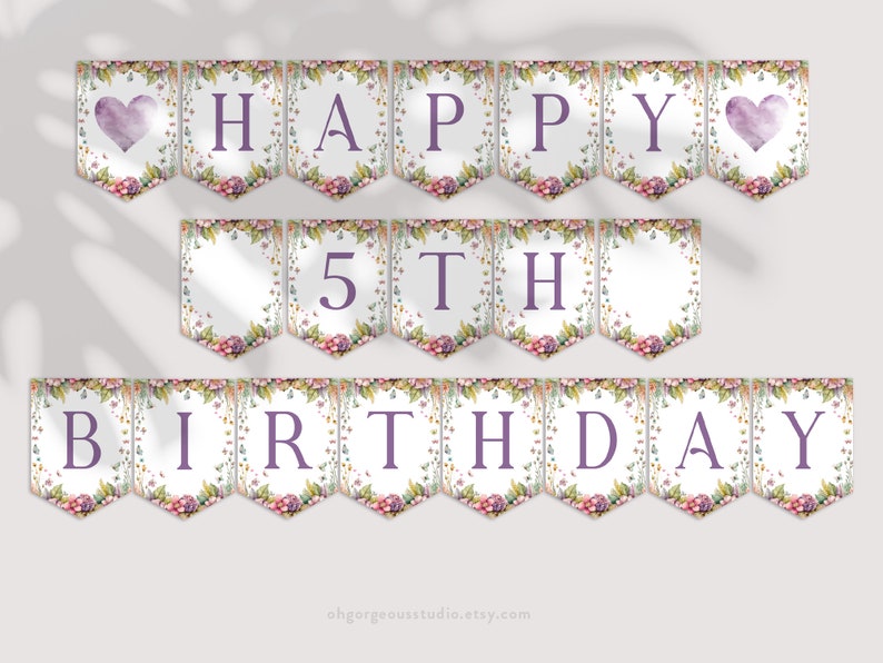 Fairy Themed Printable Birthday Banner DIY Banner Prints, Instant ...