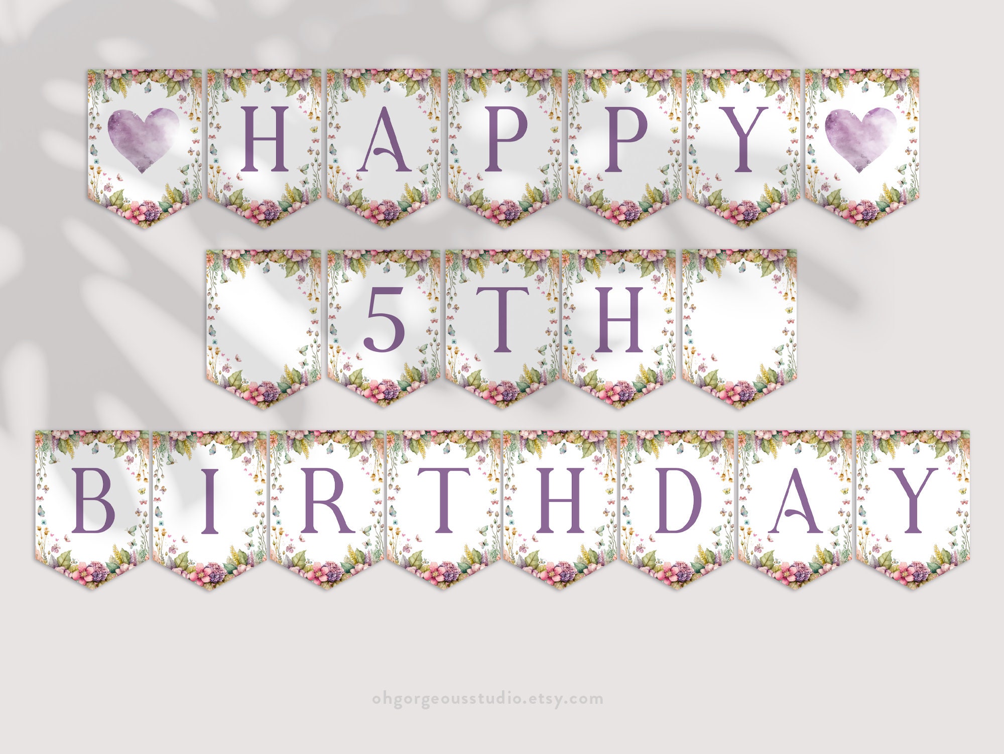Fairy Themed Printable Birthday Banner DIY Banner Prints, Instant ...