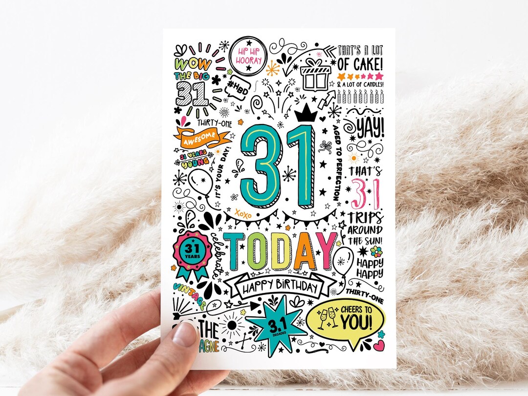 31st Birthday Card: Doodle Style Printable (digital Download) - Etsy