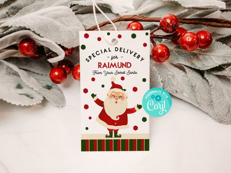 Editable Secret Santa Gift Tags: Printable Christmas Favor Tags ...