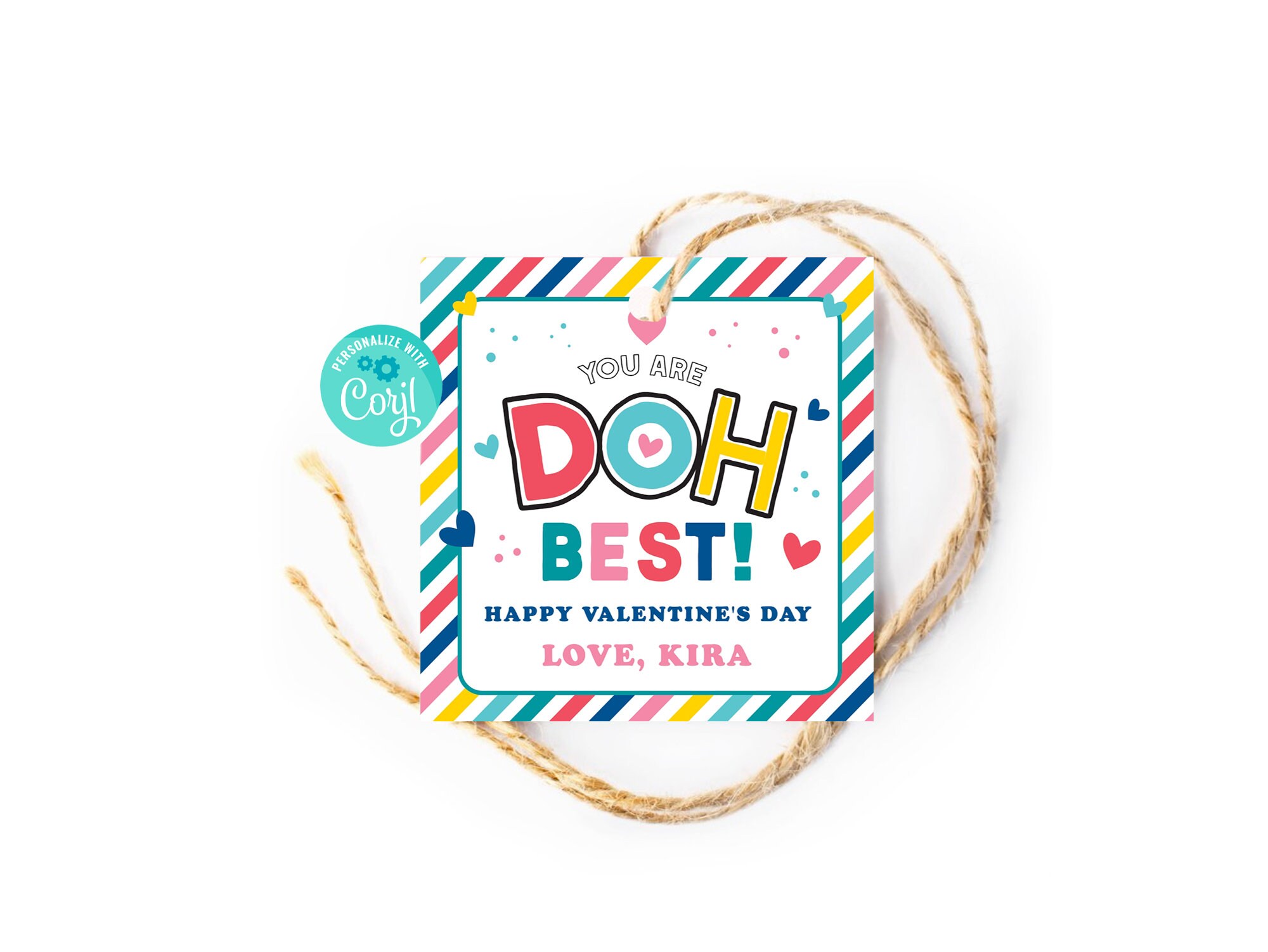 Play Dough Valentine Tag | You Are Doh Best (PDF Editable Template) - Etsy