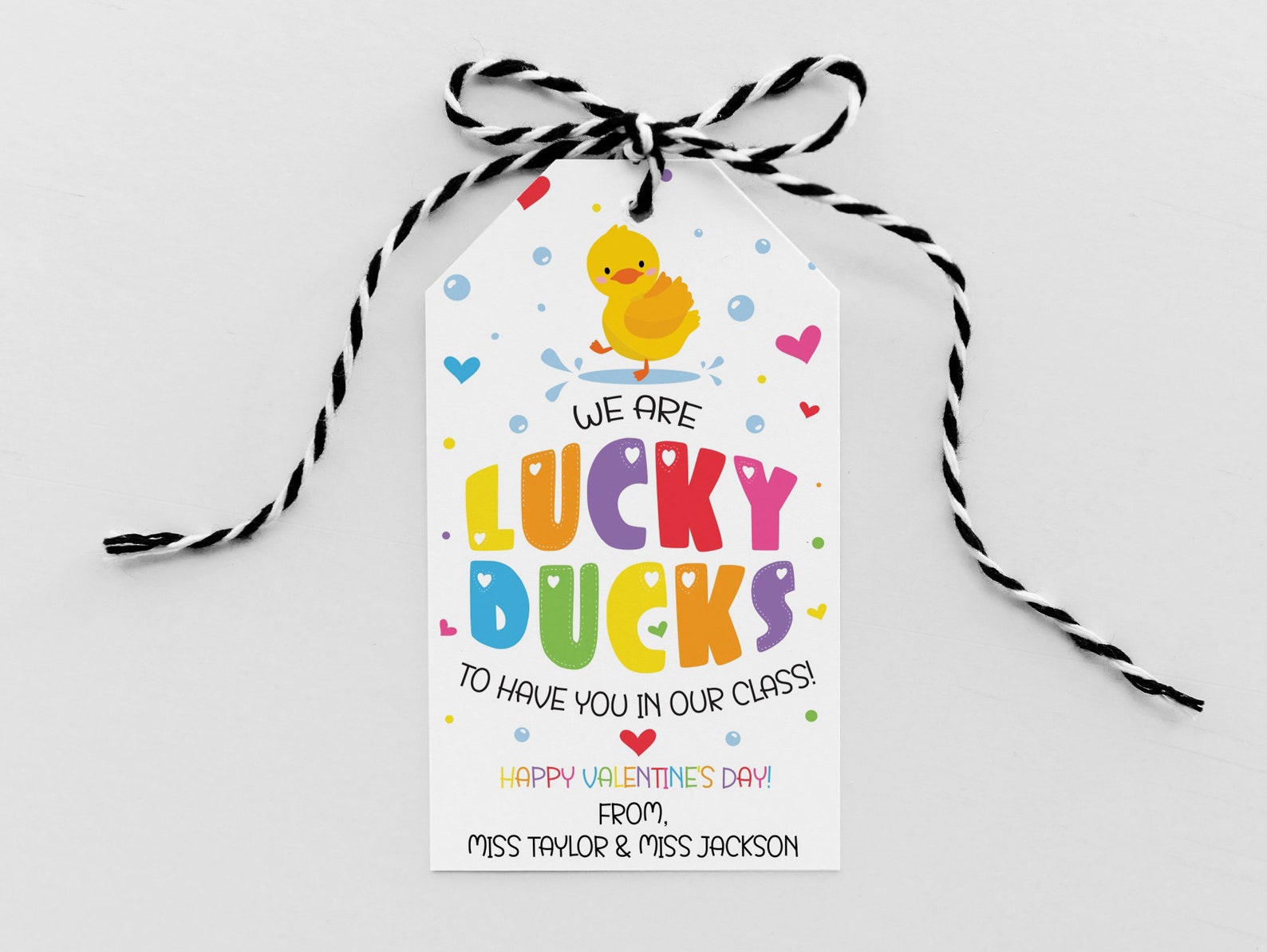 Lucky Duck Valentine's Day Teacher Tag: Editable Classroom Gift (PDF ...