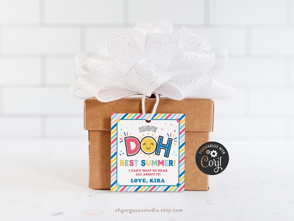 Play Dough Summer Gift Tag: Editable Classroom Card (digital Download ...