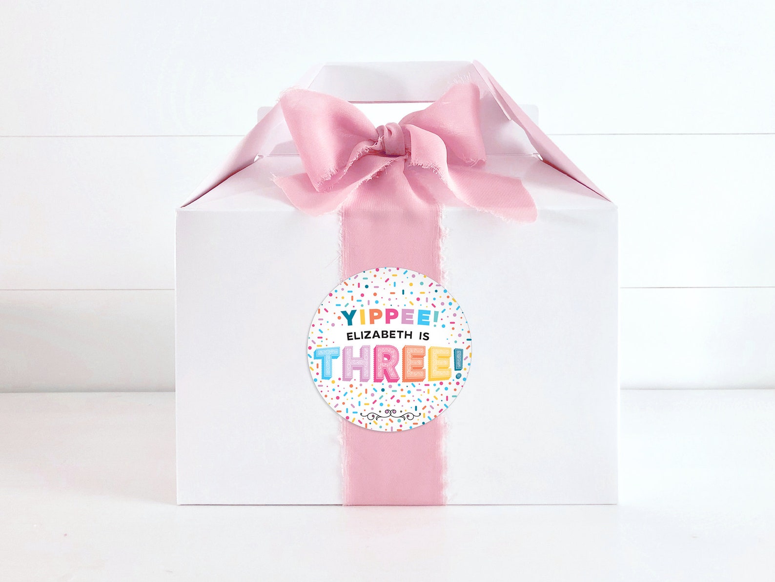 Yippee I'm Three Custom Sticker Template, Editable Tag for Treat Packs ...