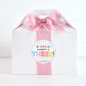 Yippee I'm Three Custom Sticker Template, Editable Tag for Treat Packs ...
