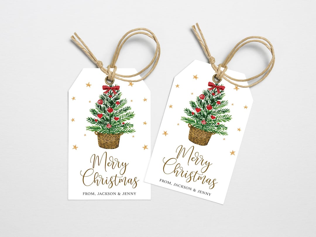 Christmas Tree Gift Tag Template, Printable Holiday Favor Tag, Editable ...