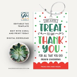 Printable Christmas Thank You Gift Tag: Editable Employee Appreciation ...