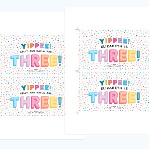 Party Gable Box for Yippee I'm Three Birthday Party, Edit in Corjl ...