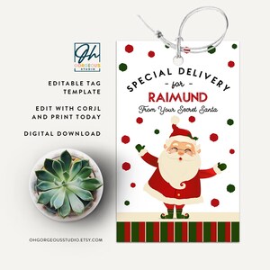 Editable Secret Santa Gift Tags: Printable Christmas Favor Tags ...