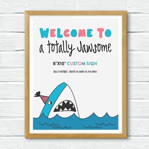 Shark Birthday Sign | Custom Sign With Shark, Totally Jawsome Pool ...