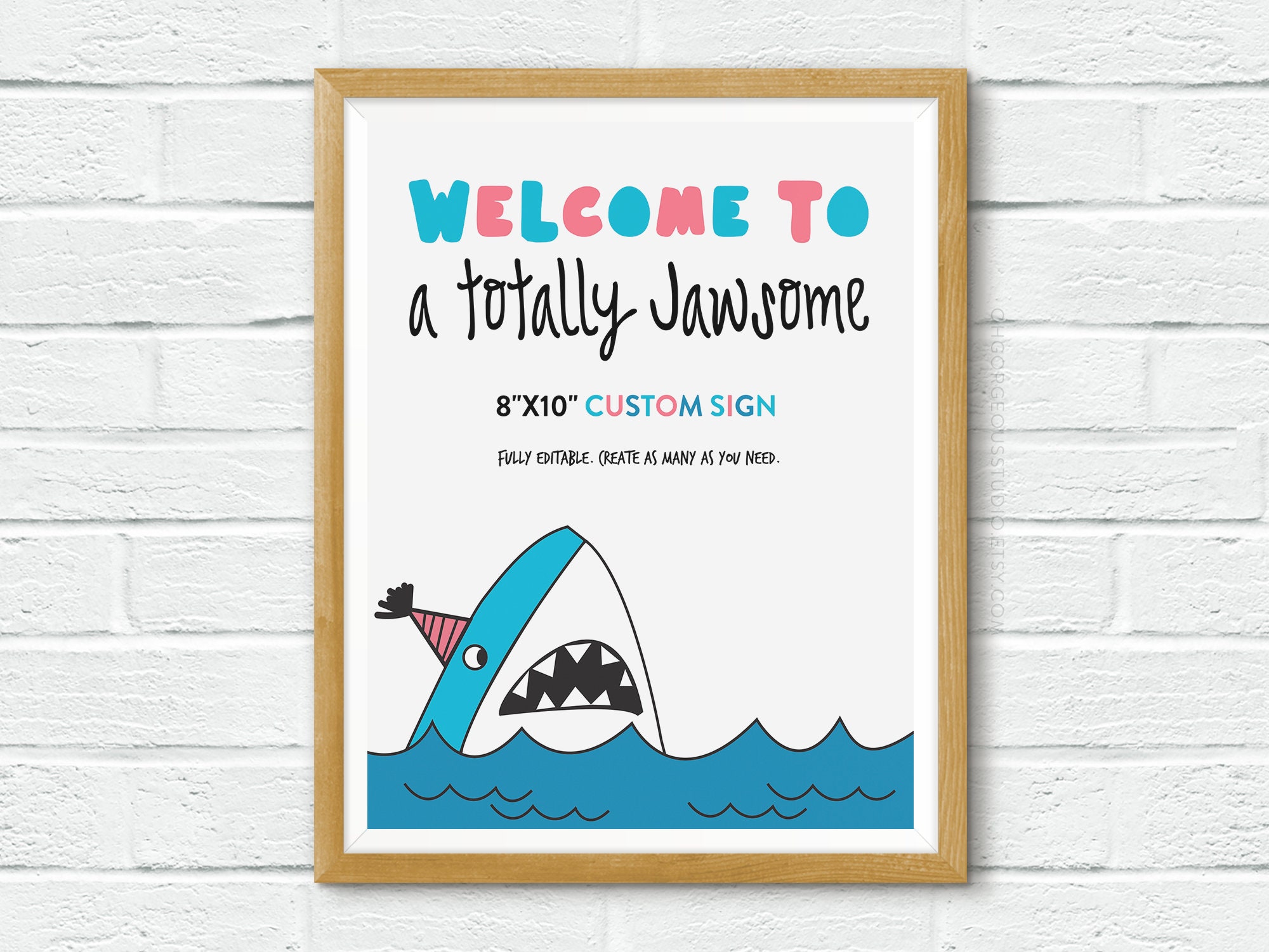Shark Birthday Sign Custom Sign With Shark, Totally Jawsome Pool Party ...