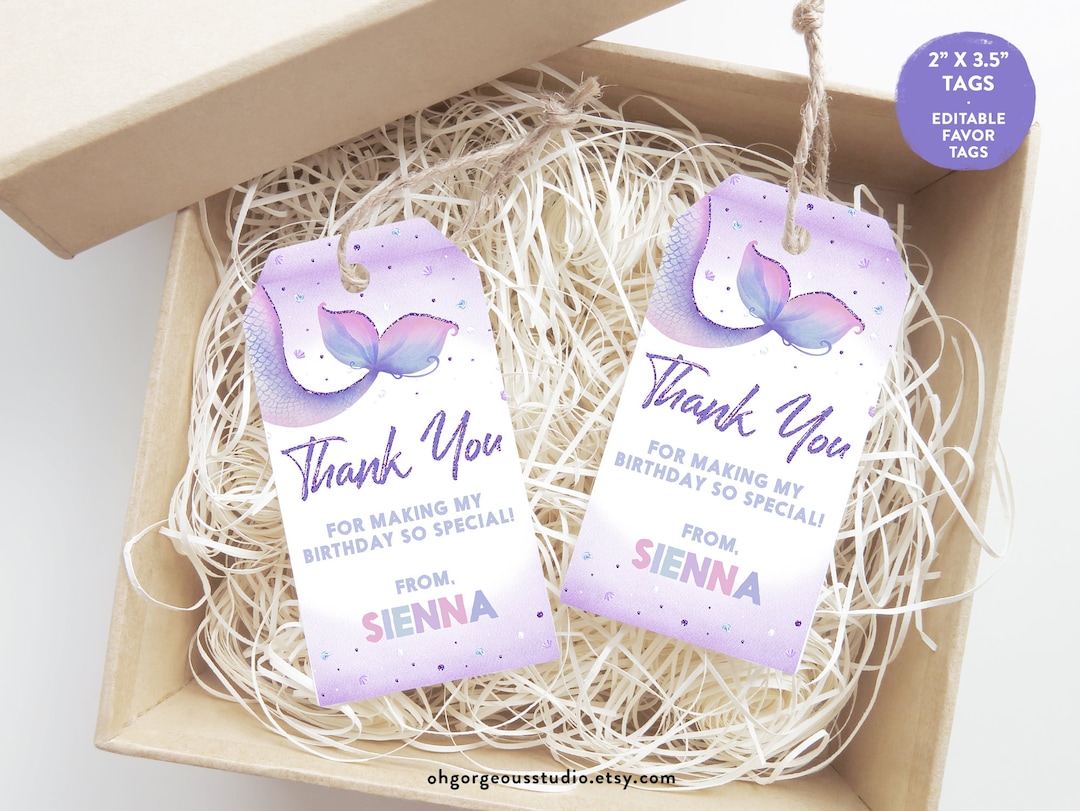 Mermaid Birthday Tag | Under the Sea, Mermaid Party Decor, Editable ...