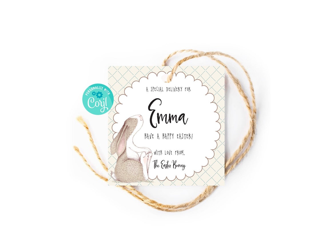 Editable Easter Bunny Gift Tag Template (digital Download) - Etsy
