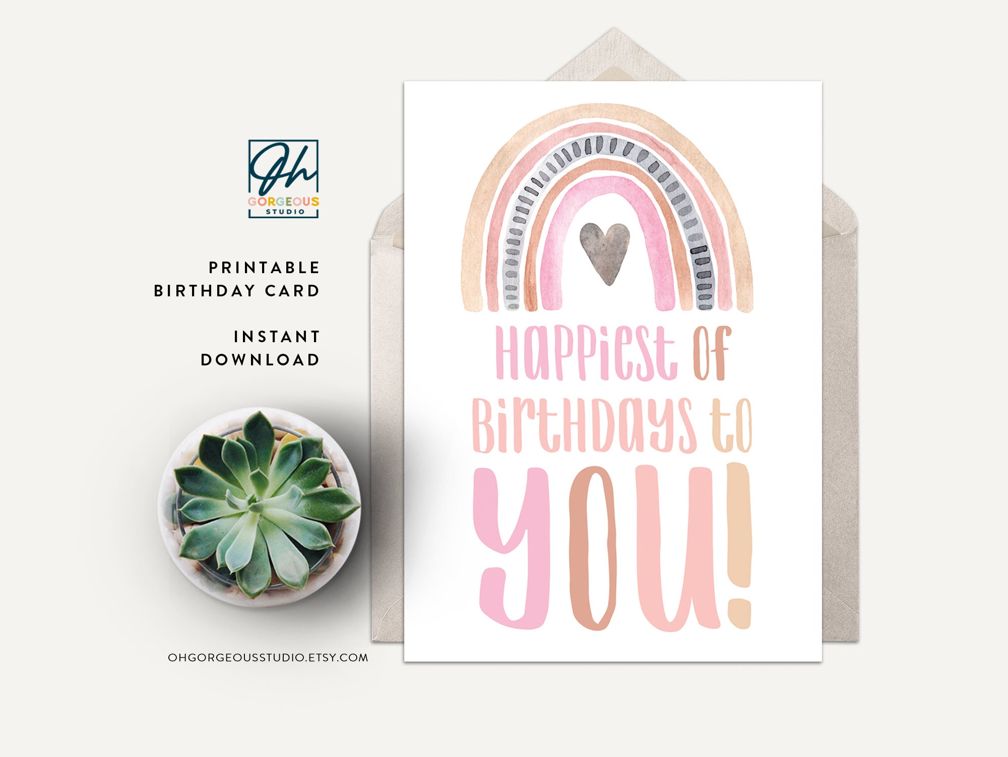Rainbow Printable Birthday Invitation Pink Blush Boho Rainbow Birthday ...