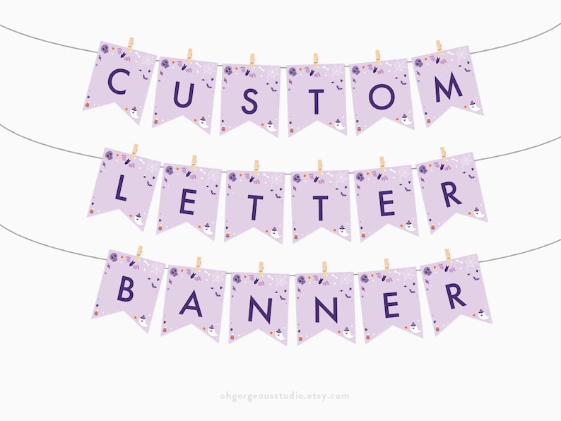 Halloween Letter Banner: Customizable Spooky Purple Party Decor ...