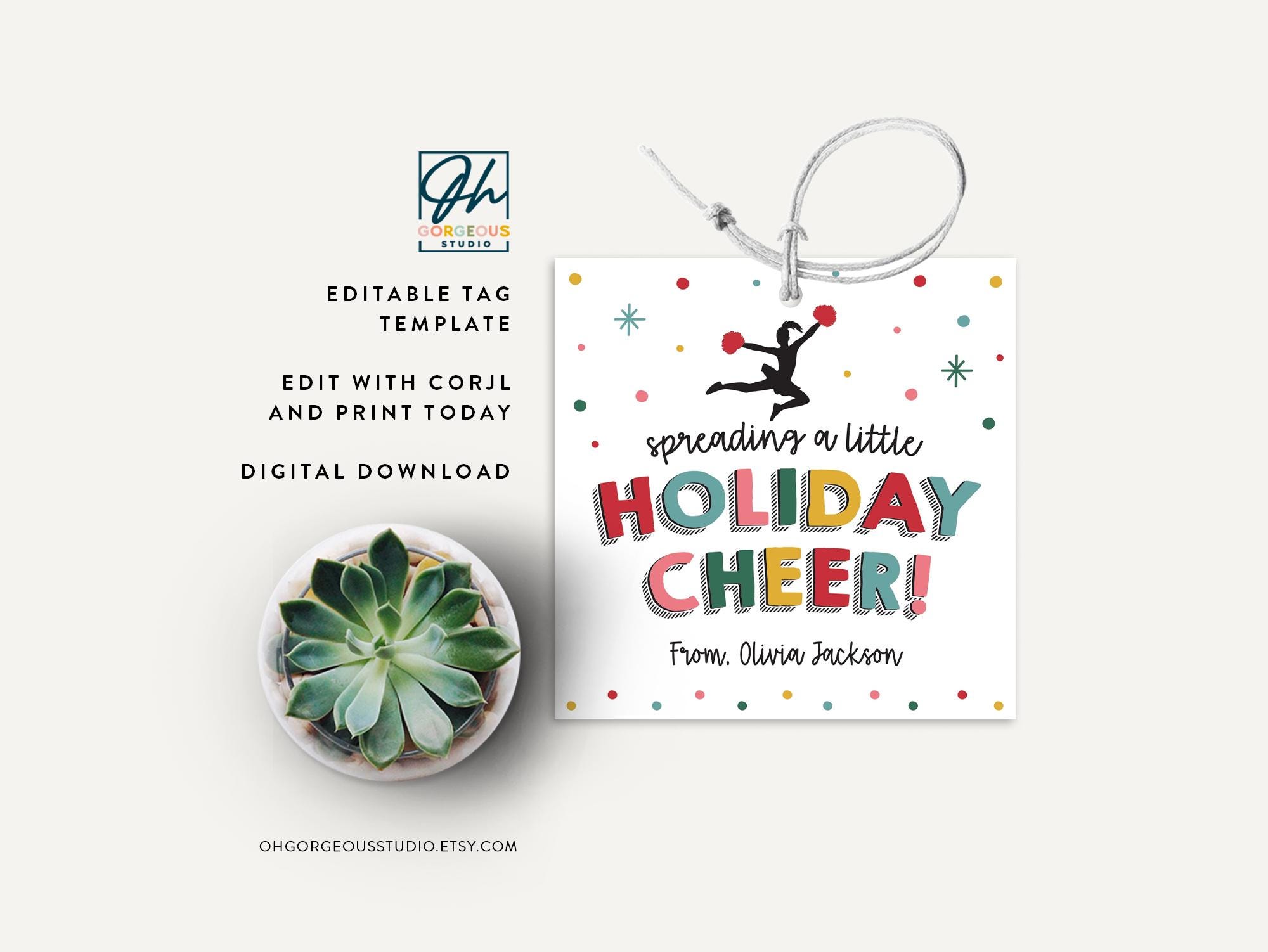 Christmas Cheer Gift Tags: Printable Editable Template (3x3") - Etsy