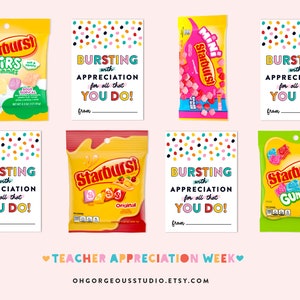Teacher Appreciation Gift Tag Printable: Bursting Design (digital ...