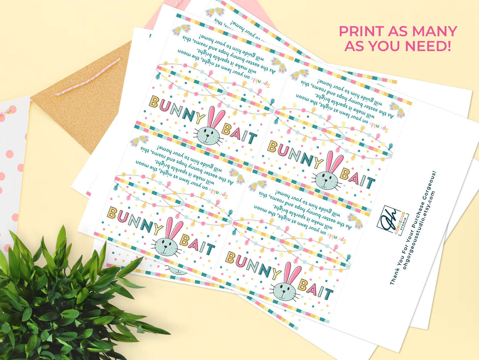 Easter Bunny Bait Treat Bag Toppers Bunny-themed Printable for Kids ...