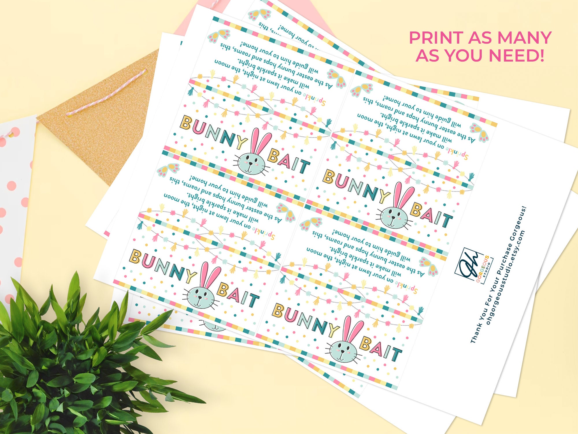 Easter Bunny Bait Treat Bag Toppers Bunny-themed Printable for Kids ...